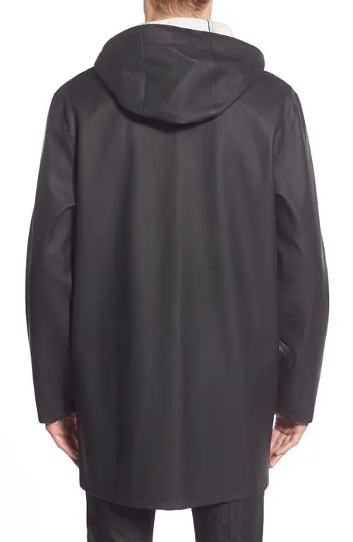Stutterheim Stockholm Long Sleeve Hooded Raincoat - Black