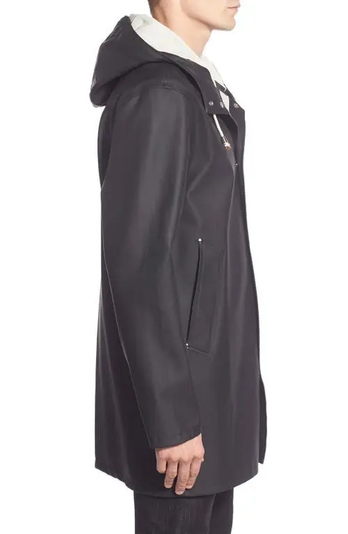 Stutterheim Stockholm Long Sleeve Hooded Raincoat - Black