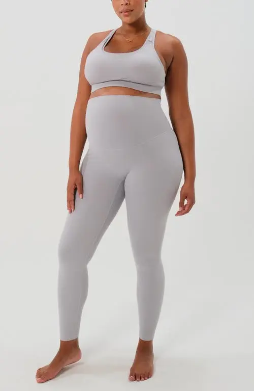 AXK Athletic Maternity Legging With Supportive Belly Band - Light Grey