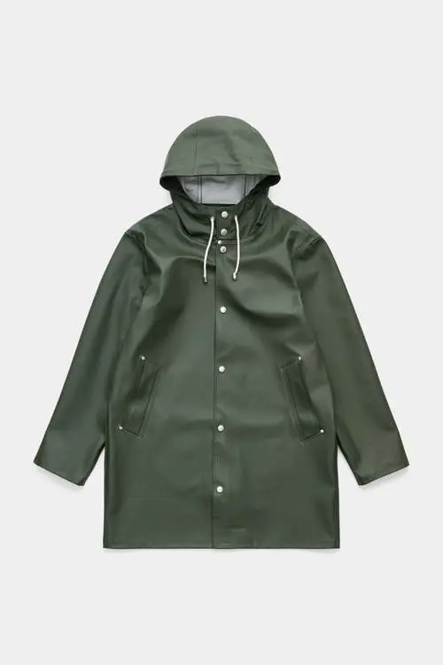 Stutterheim Stockholm Long Sleeve Hooded Raincoat - Green