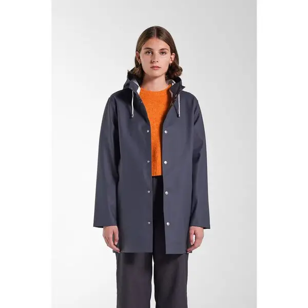 Stutterheim Stockholm Long Sleeve Hooded Raincoat - Charcoal
