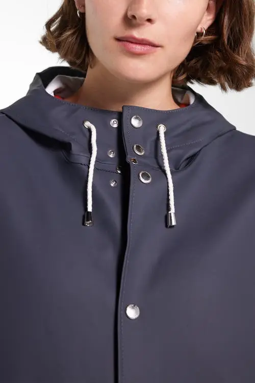 Stutterheim Stockholm Long Sleeve Hooded Raincoat - Charcoal