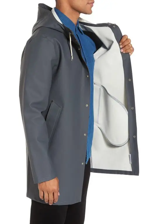 Stutterheim Stockholm Long Sleeve Hooded Raincoat - Charcoal