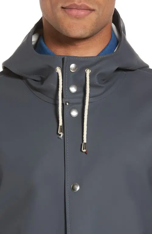 Stutterheim Stockholm Long Sleeve Hooded Raincoat - Charcoal