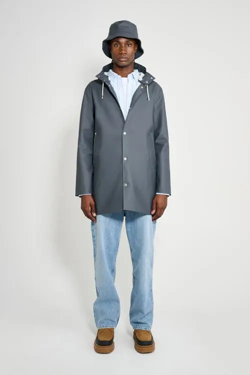 Stutterheim Stockholm Long Sleeve Hooded Raincoat - Charcoal