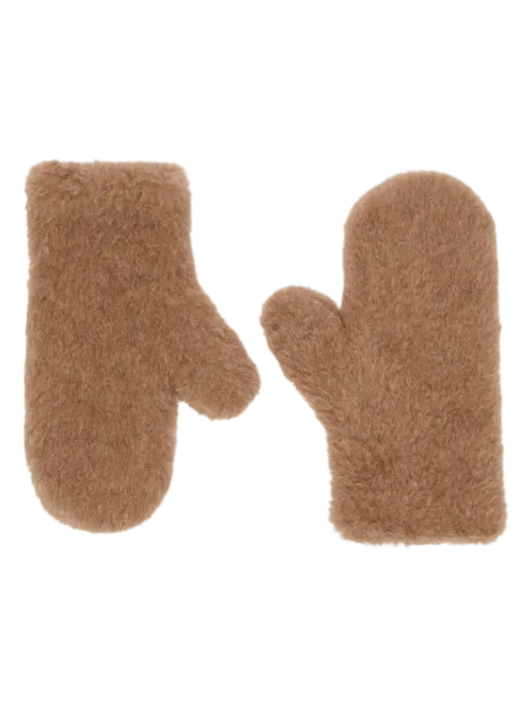 Max Mara Alpaca And Cashmere Teddy Fabric Mittens - Bronze