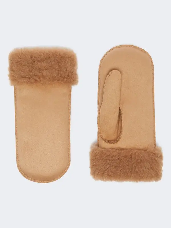 Max Mara Bouclé Mittens - Camel