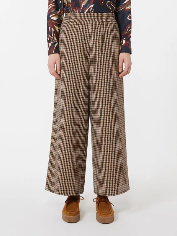 Max Mara Houndstooth Basketweave Trousers