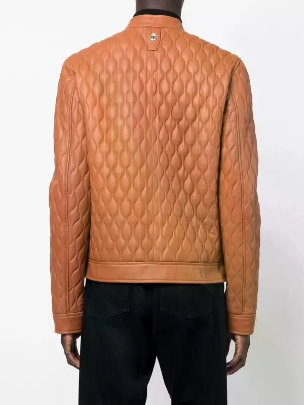 BILLIONAIRE Crest-motif Quilted Leather Jacket