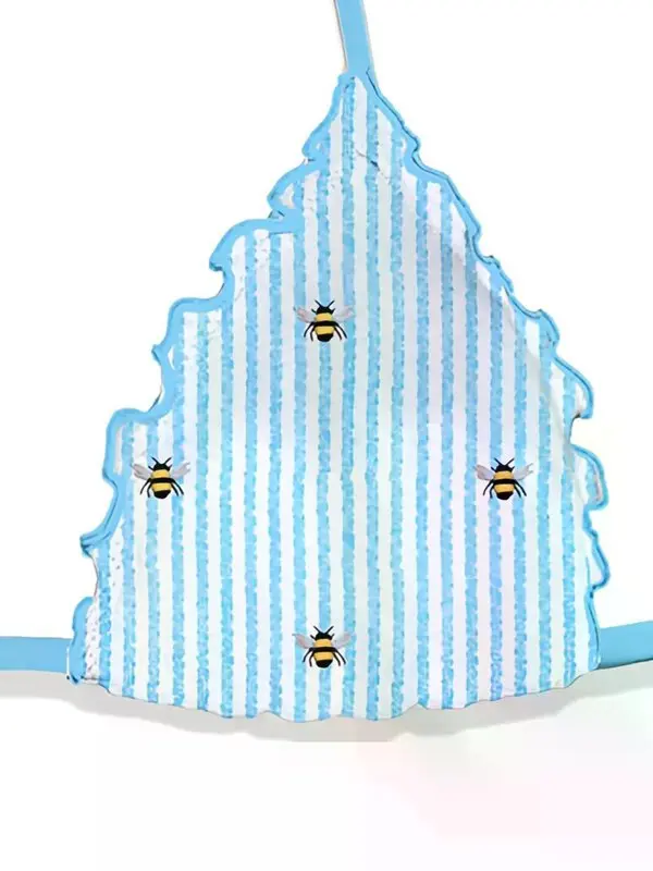 MC2 SAINT BARTH Bee-print Ruffled Bikini Top