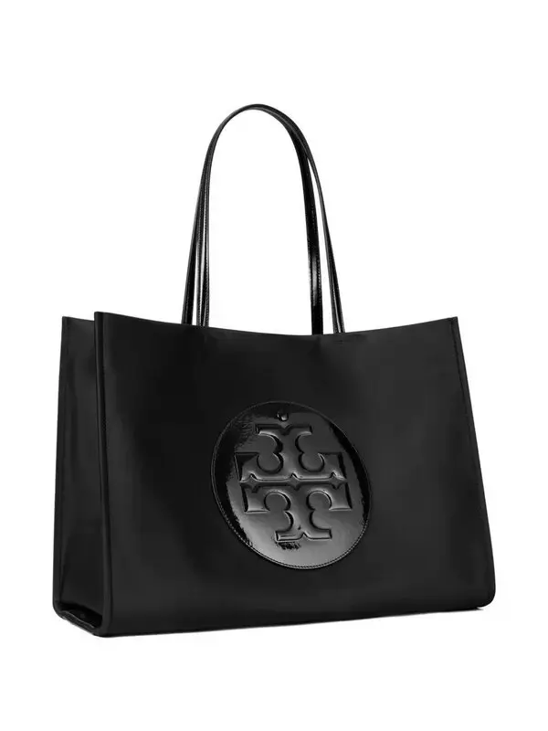 Tory Burch Large Ella Patent Logo-embossed Tote Bag - Black