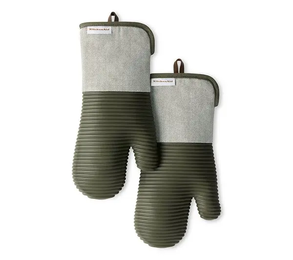 KITCHENAID Evergreen Design Series Herringbone Oven Mitts Set - One-color