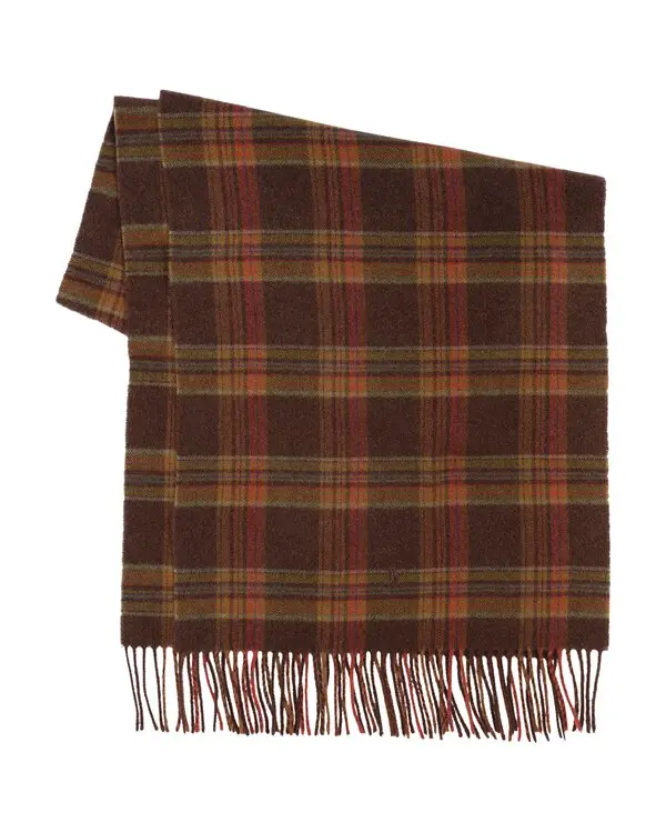 Polo Ralph Lauren Wool & Cashmere Plaid Scarf - Dark Brown