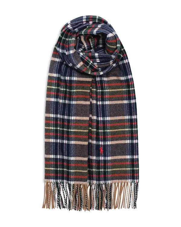 Polo Ralph Lauren Wool & Cashmere Plaid Scarf - Navy Multi