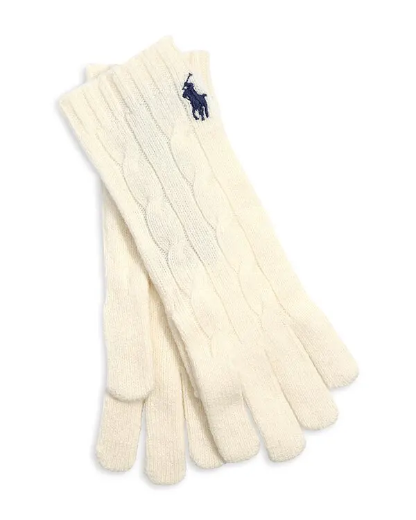Polo Ralph Lauren Wool And Cashmere Cable Knit Gloves - Cream
