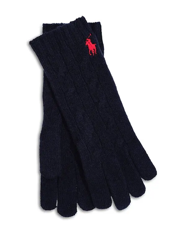 Polo Ralph Lauren Wool And Cashmere Cable Knit Gloves - Hunter Navy