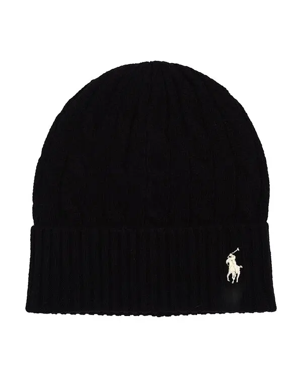 Polo Ralph Lauren Wool And Cashmere Cable Knit Beanie - Black
