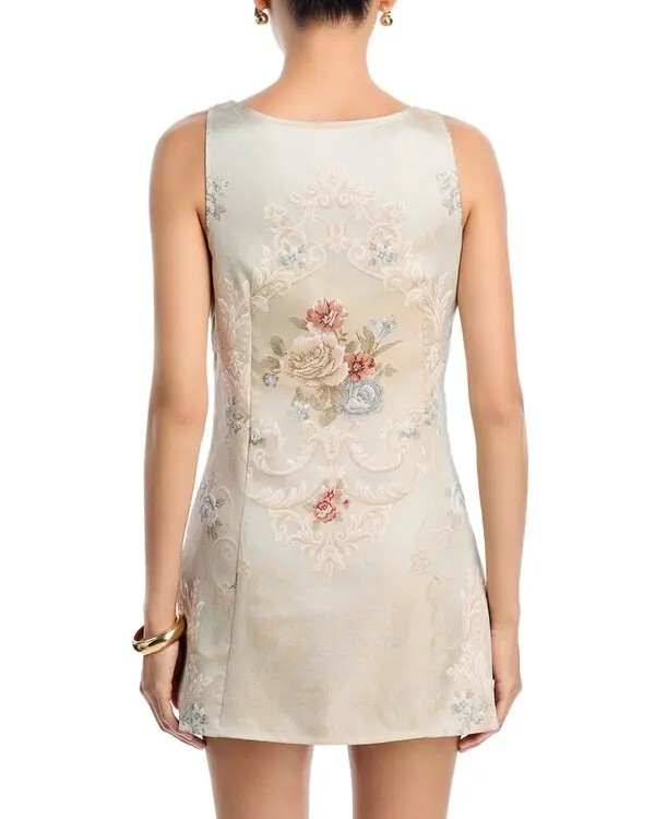 Aqua Jacquard Rose Mini Dress