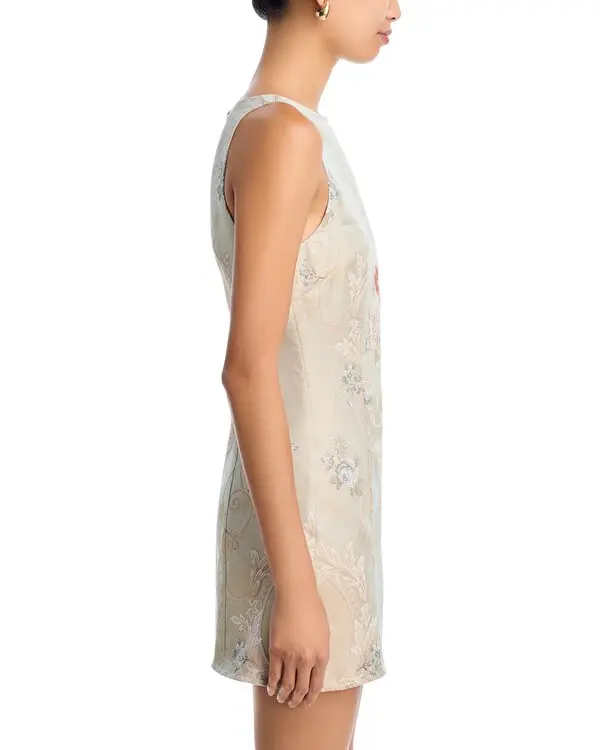 Aqua Jacquard Rose Mini Dress