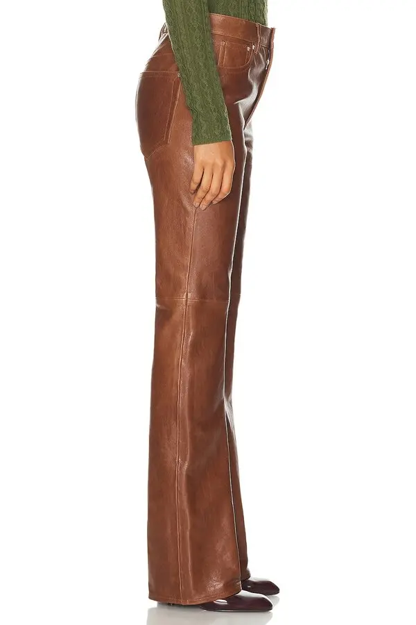 Rabanne Leather Straight Leg - Dark Brown