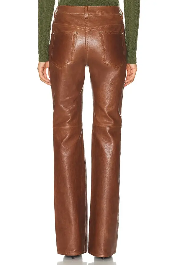 Rabanne Leather Straight Leg - Dark Brown