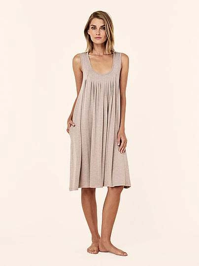 Victoria's Secret Papinelle Kate Modal Pleat Front Midi Length Nightie - Brown