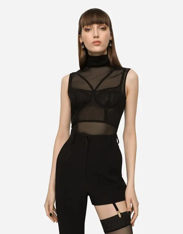 Dolce & Gabbana Tulle Top With Dg Logo