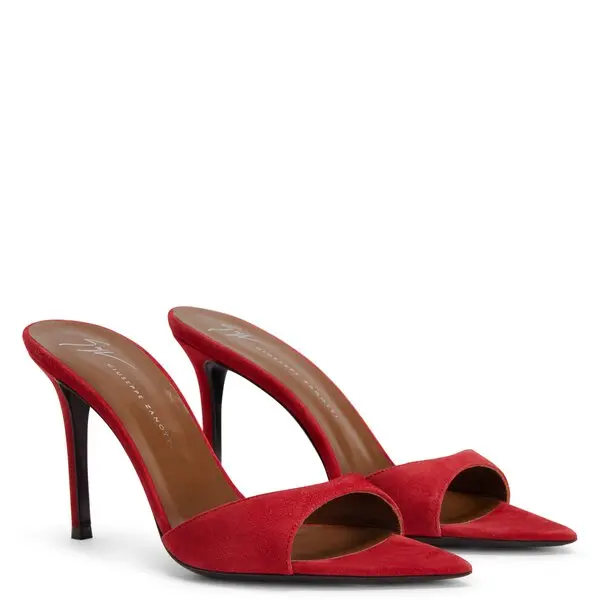 GIUSEPPE ZANOTTI Intriigo 90 Suede Mules - Red