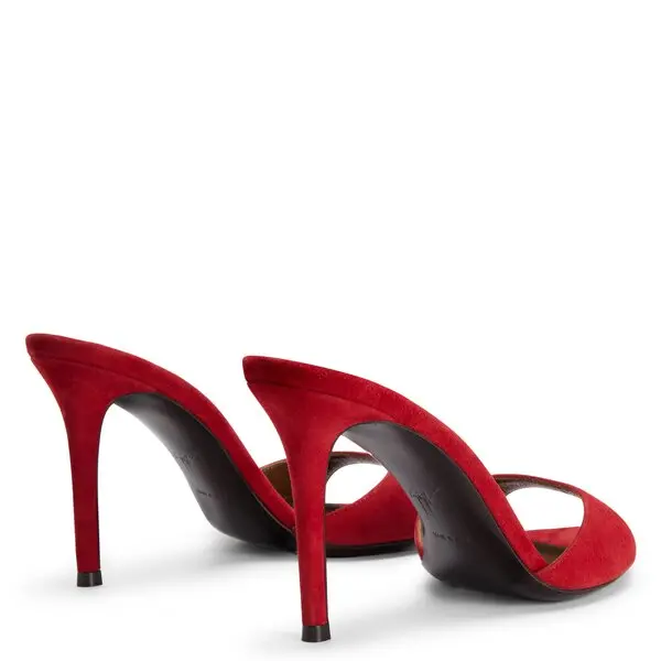GIUSEPPE ZANOTTI Intriigo 90 Suede Mules - Red