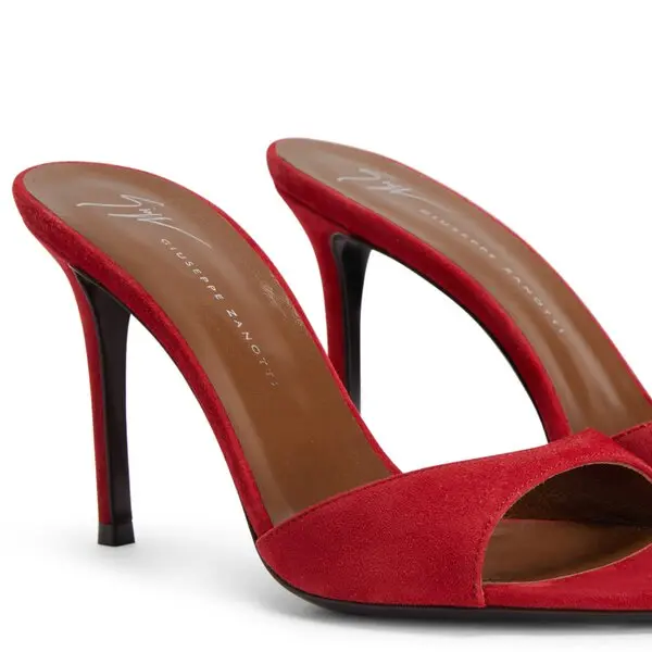 GIUSEPPE ZANOTTI Intriigo 90 Suede Mules - Red