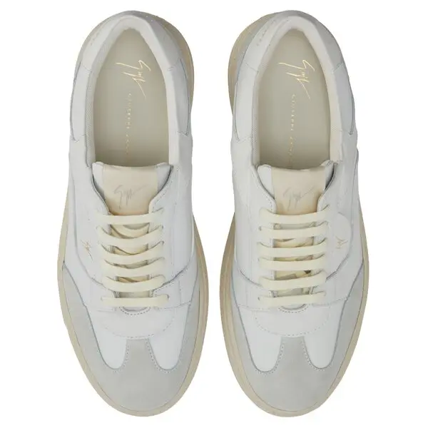 GIUSEPPE ZANOTTI Leather And Suede Low-top Sneakers - White