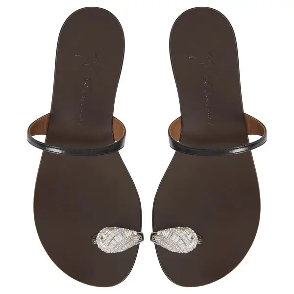 GIUSEPPE ZANOTTI Icon Ring Flat Sandals - Black
