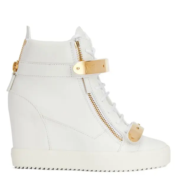 GIUSEPPE ZANOTTI Leather Wedge Sneakers - White