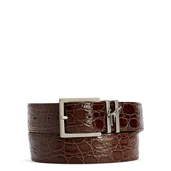 GIUSEPPE ZANOTTI Teodore Crocodile-print Belt - Brown