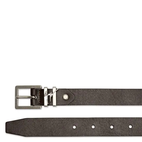 GIUSEPPE ZANOTTI Leather Belt With Branded Buckle - Brown