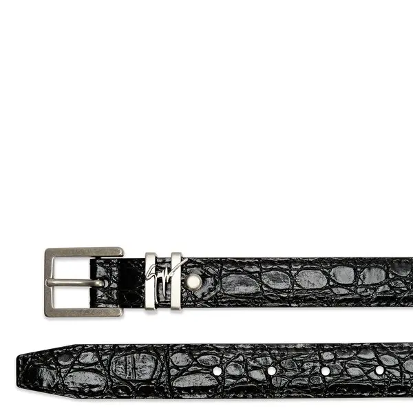 GIUSEPPE ZANOTTI Teodore Crocodile-print Belt - Black