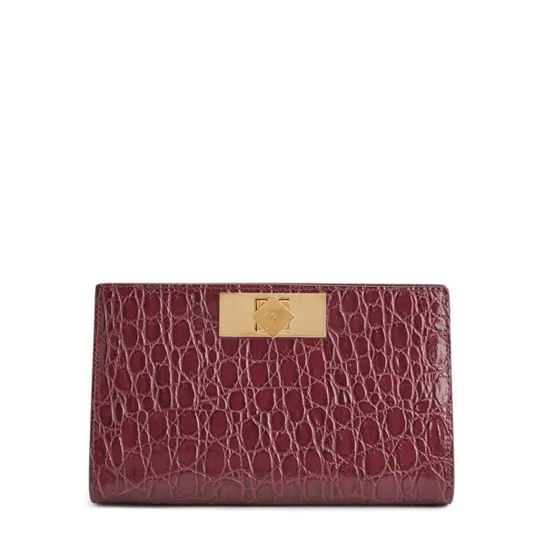 GIUSEPPE ZANOTTI Annhita Crocodile-print Leather Clutch - Bordeaux