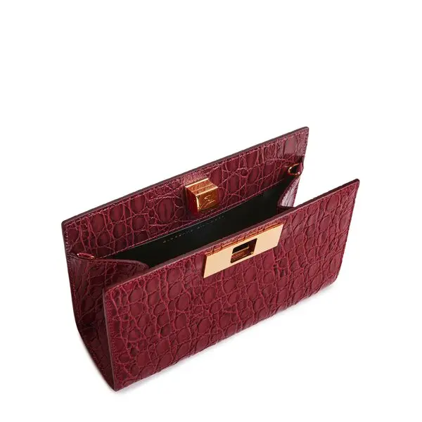 GIUSEPPE ZANOTTI Annhita Crocodile-print Leather Clutch - Bordeaux