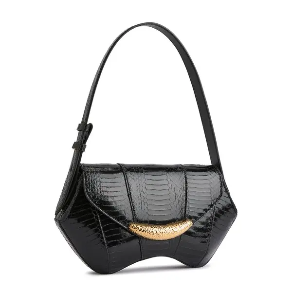 GIUSEPPE ZANOTTI Elaphe Carinata Snakeskin Shoulder Bag - Black