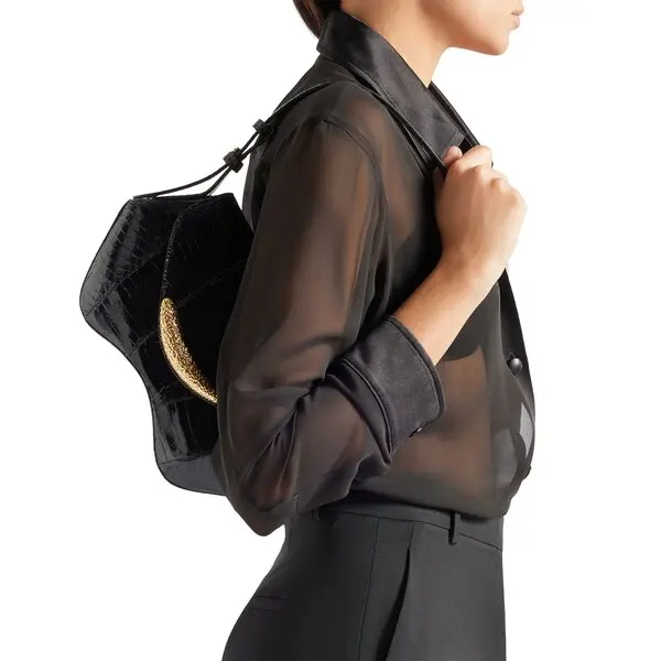 GIUSEPPE ZANOTTI Elaphe Carinata Snakeskin Shoulder Bag - Black