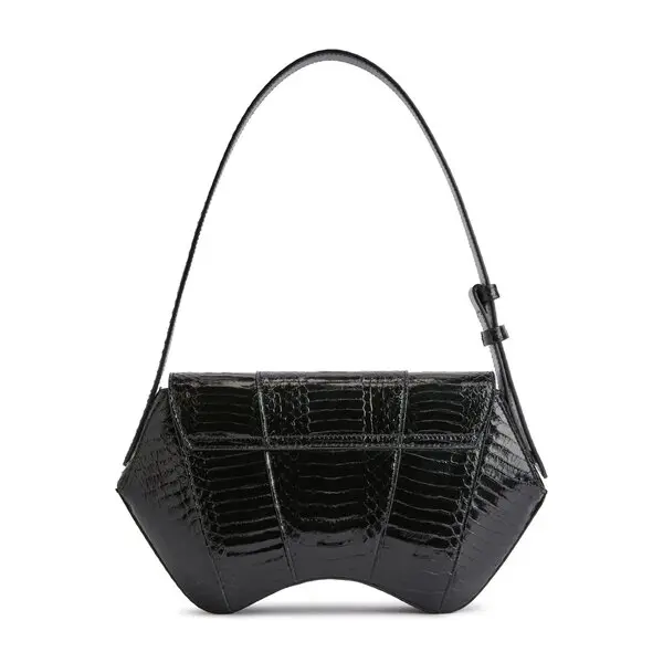 GIUSEPPE ZANOTTI Elaphe Carinata Snakeskin Shoulder Bag - Black