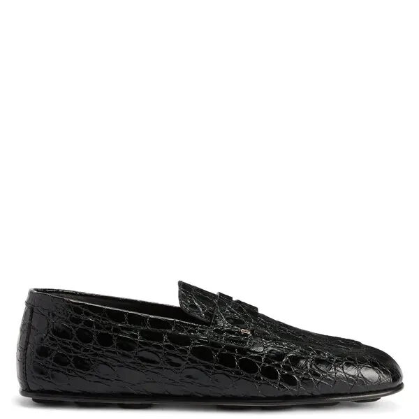 GIUSEPPE ZANOTTI Cristophe Crocodile-print Moccasins - Black