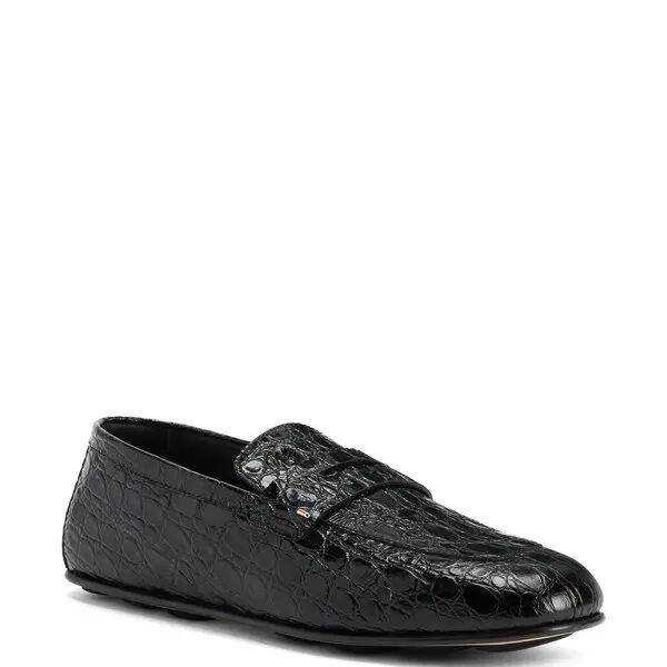 GIUSEPPE ZANOTTI Cristophe Crocodile-print Moccasins - Black