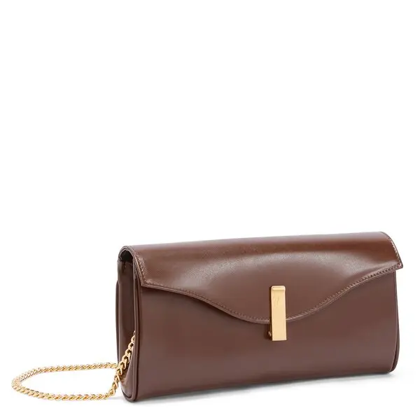 GIUSEPPE ZANOTTI Flutie Leather Clutch - Brown