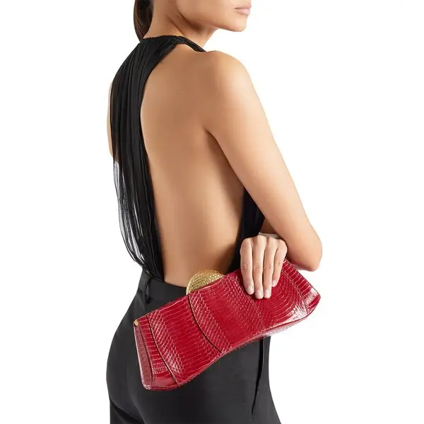 GIUSEPPE ZANOTTI Elaphe Carinata Clutch - Red