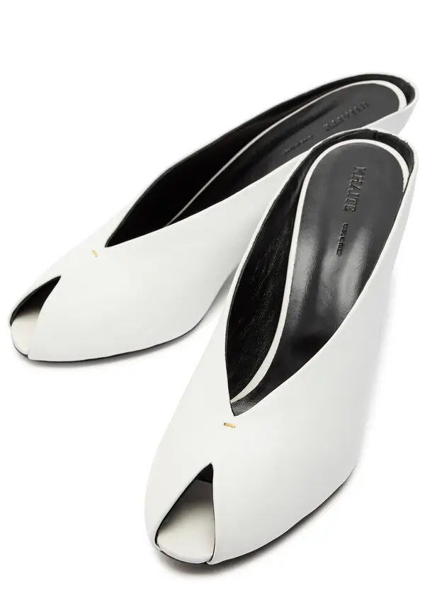 Khaite Cloak 75 Peep-toe Leather Mules - White