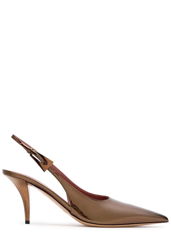Paris Texas Jessica 75 Patent Leather Slingback Pumps - Gold
