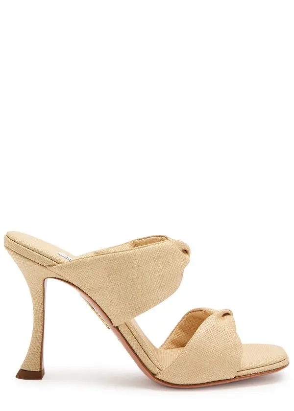 AQUAZZURA Twist 95 Soft Raffia Mules
