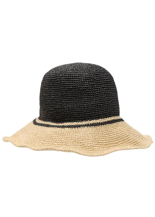 TOTEME Woven Paper Straw Hat - Black