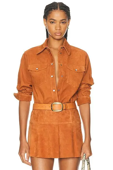 Isabel Marant Étoile Delcia Suede Shirt - Cognac